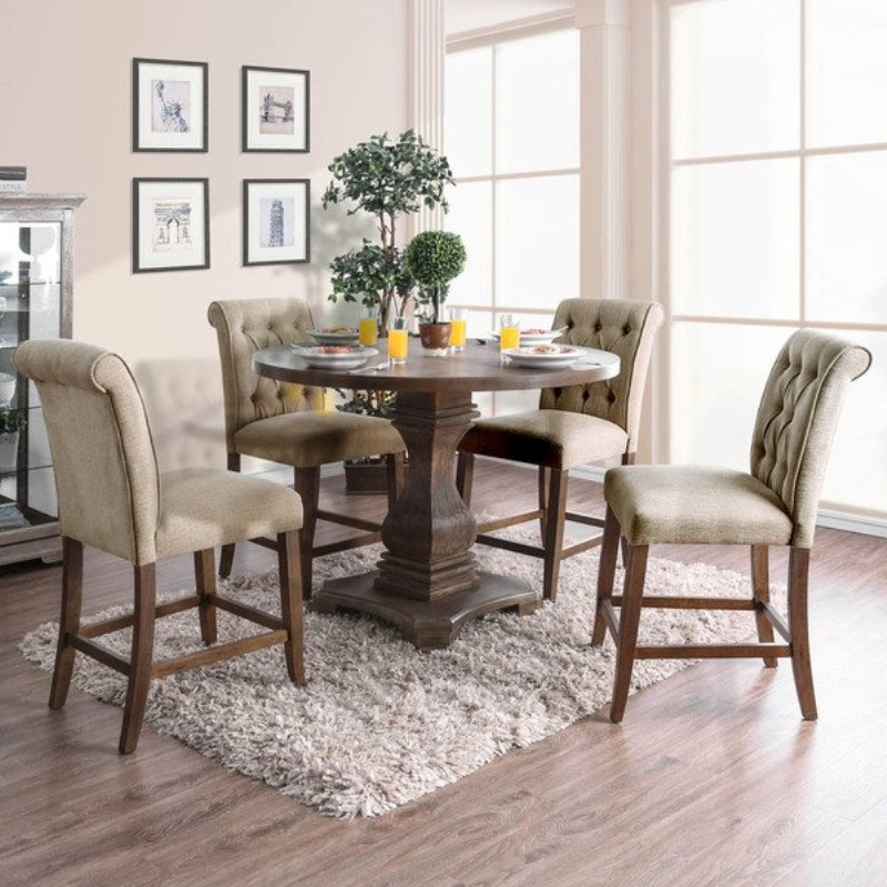 Furniture of America Minah Rustic Antique Oak Counter Height Dining ...